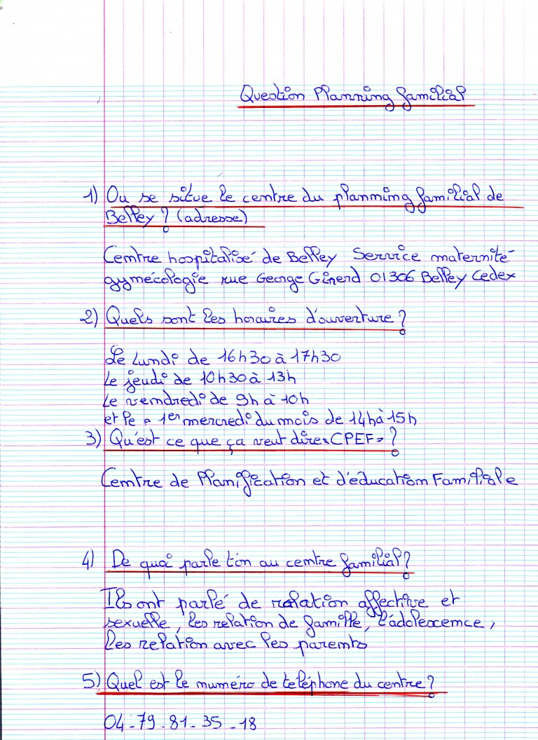 Réponse au problème planning familial | IME DINAMO